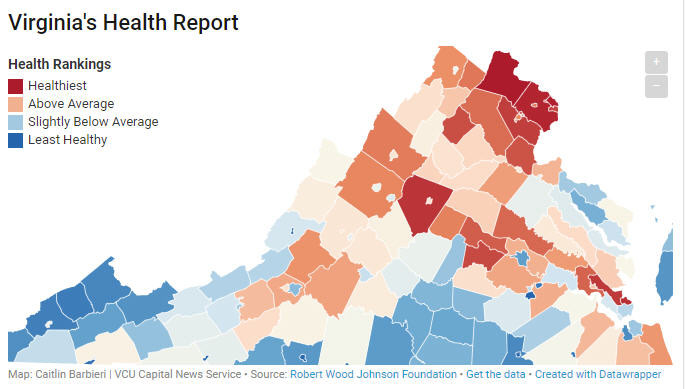 Virginia health rankings reveal disparities among regions