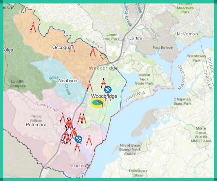 Interactive map Prince William County Service Authority projects