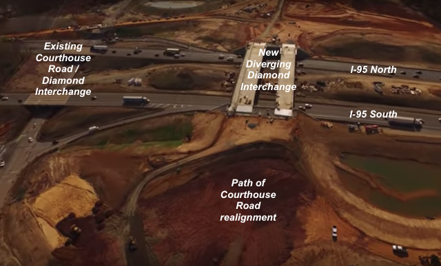 Drone video shows scope of Courthouse Road widening, interchange project