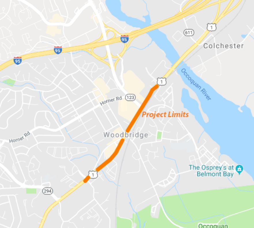 Traffic shift planned for Route 1 in Woodbridge as part of widening project