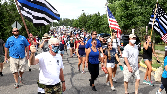 Massive 'back the blue' march descends on Fredericksburg