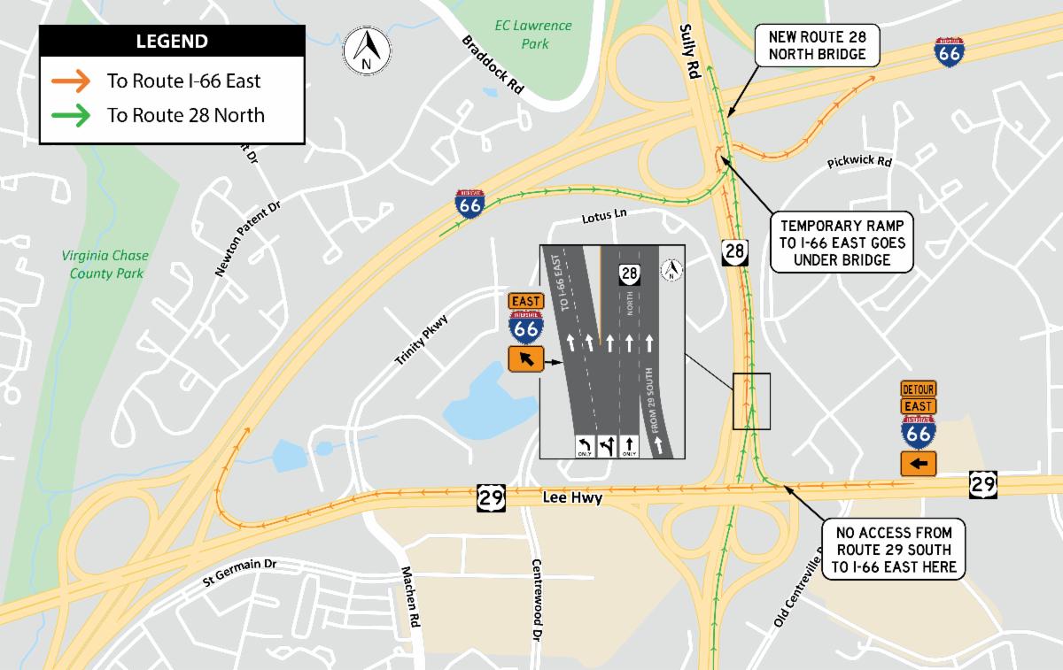 Permanent traffic shift at Route 28 and Interstate 66