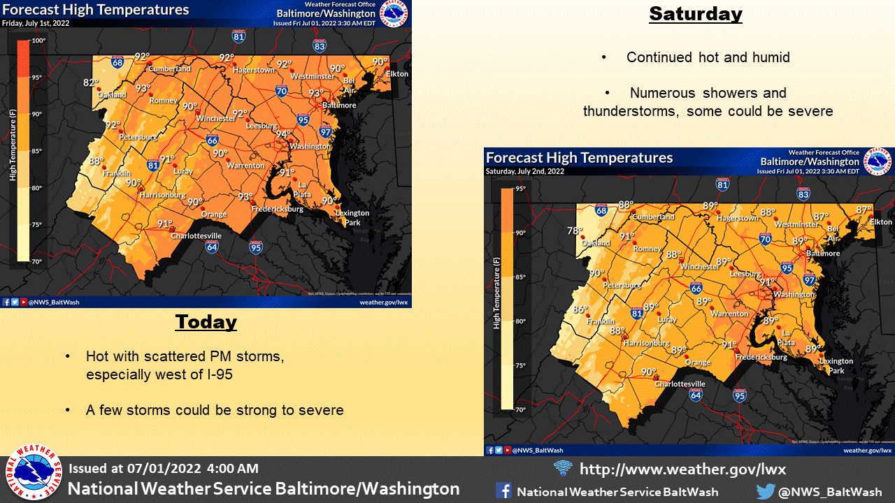 Severe storms possible tonight, tomorrow. Mostly sunny, hot July 4