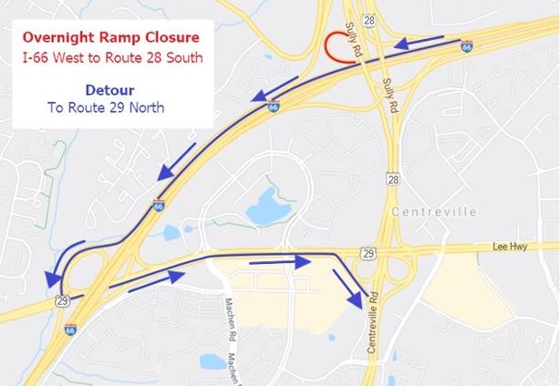 Ramp on Route 28 to close Friday night